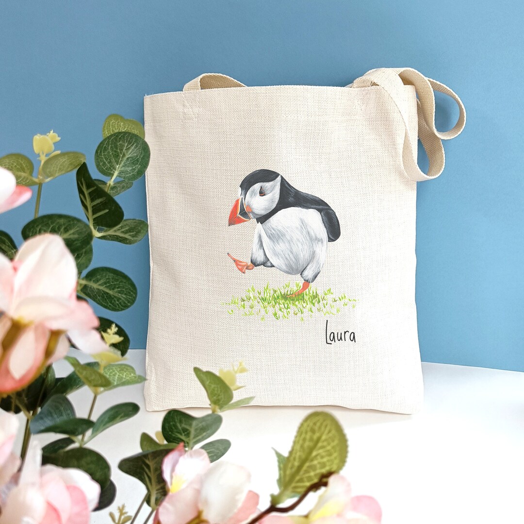 Personalised Puffin Tote Bag | Dancing Puffin Design | Gifts for Her - Etsy