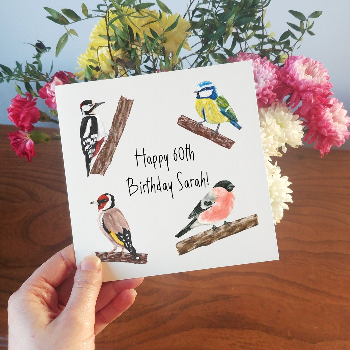 Illustrated Garden Birds Birthday Card | Bird Watching Card | Wildlife ...