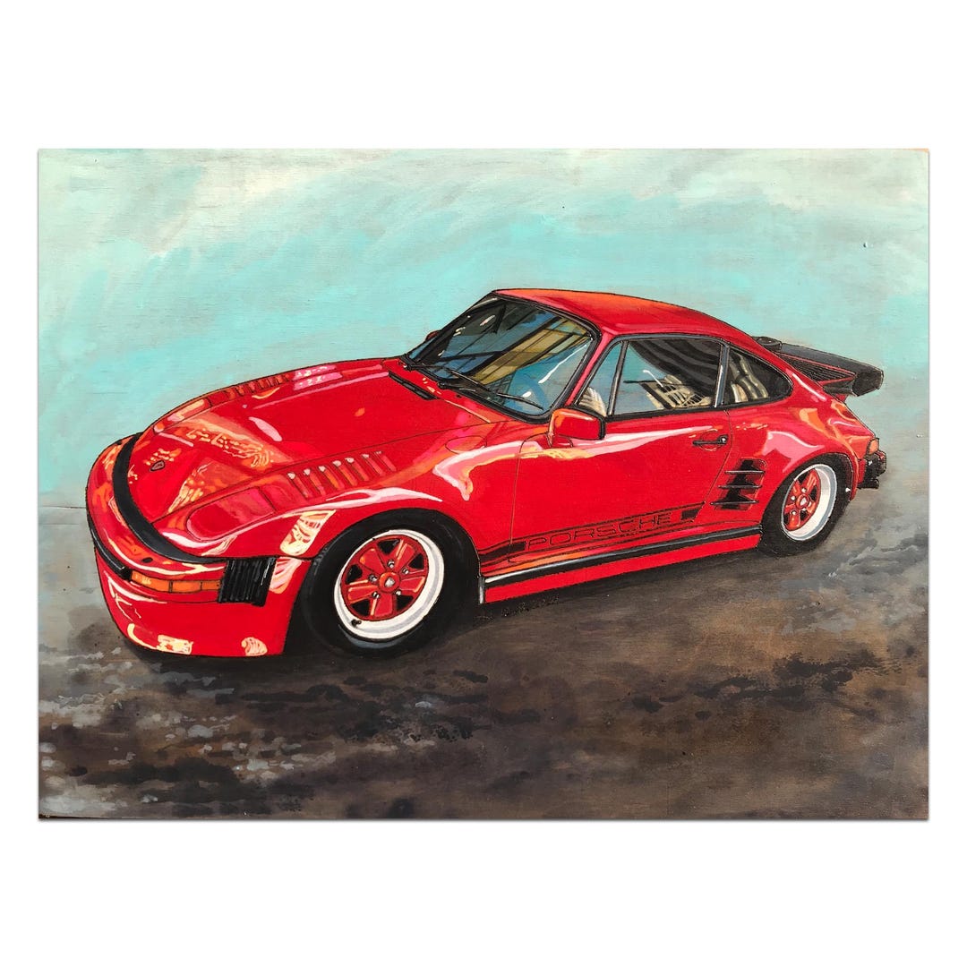 1984 Red Porsche 911 | 12x16 Porsche Painting | Original Car Art by ...