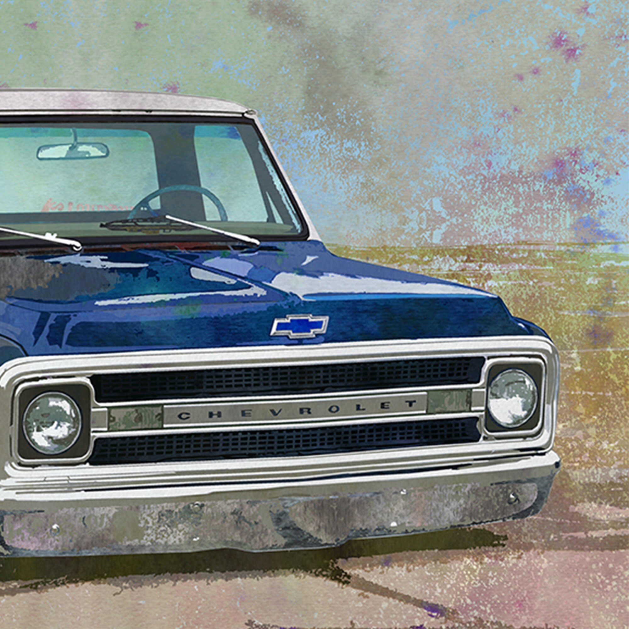 Truck Art Slammed Chevy C10 Truck Balboa Blue Andrea Helm Truck Art - Etsy
