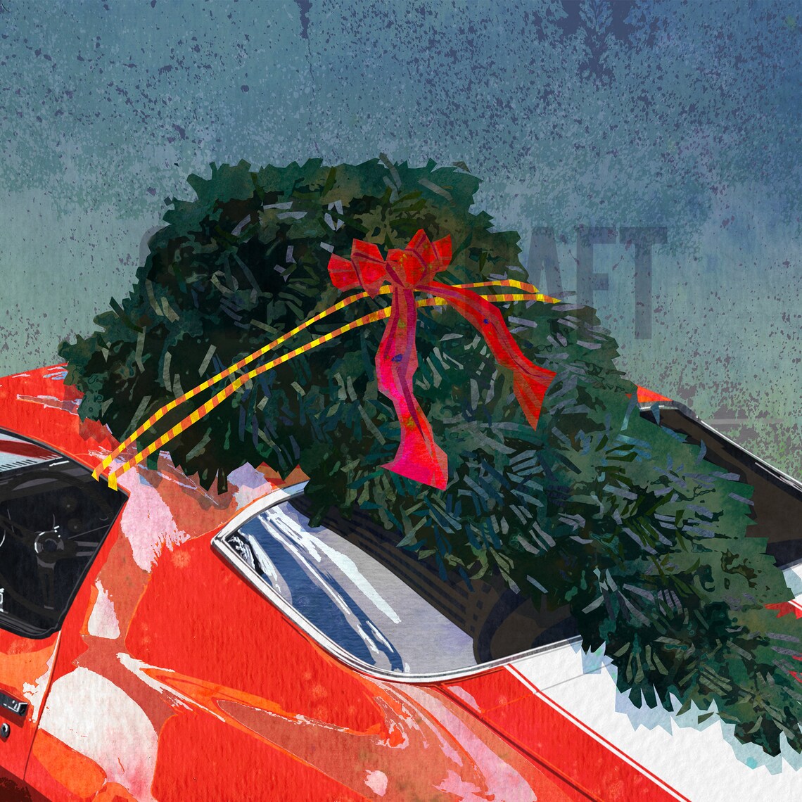 CHRISTMAS CAMARO Holiday Print | 1972 Chevrolet Camaro Z28 With ...