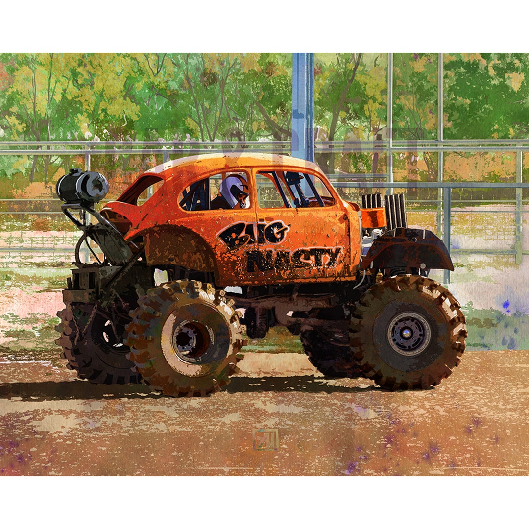Bug Nasty Mud Bogger - Volkswagen Beetle Monster Car Art Print - Etsy
