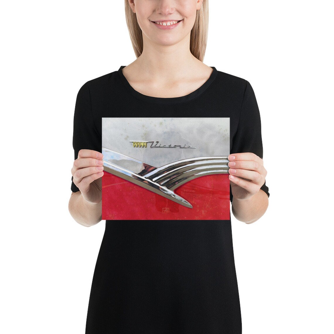 1956 Ford Crown Victoria Car Art Torch Red White Ford Fairlane Classic ...