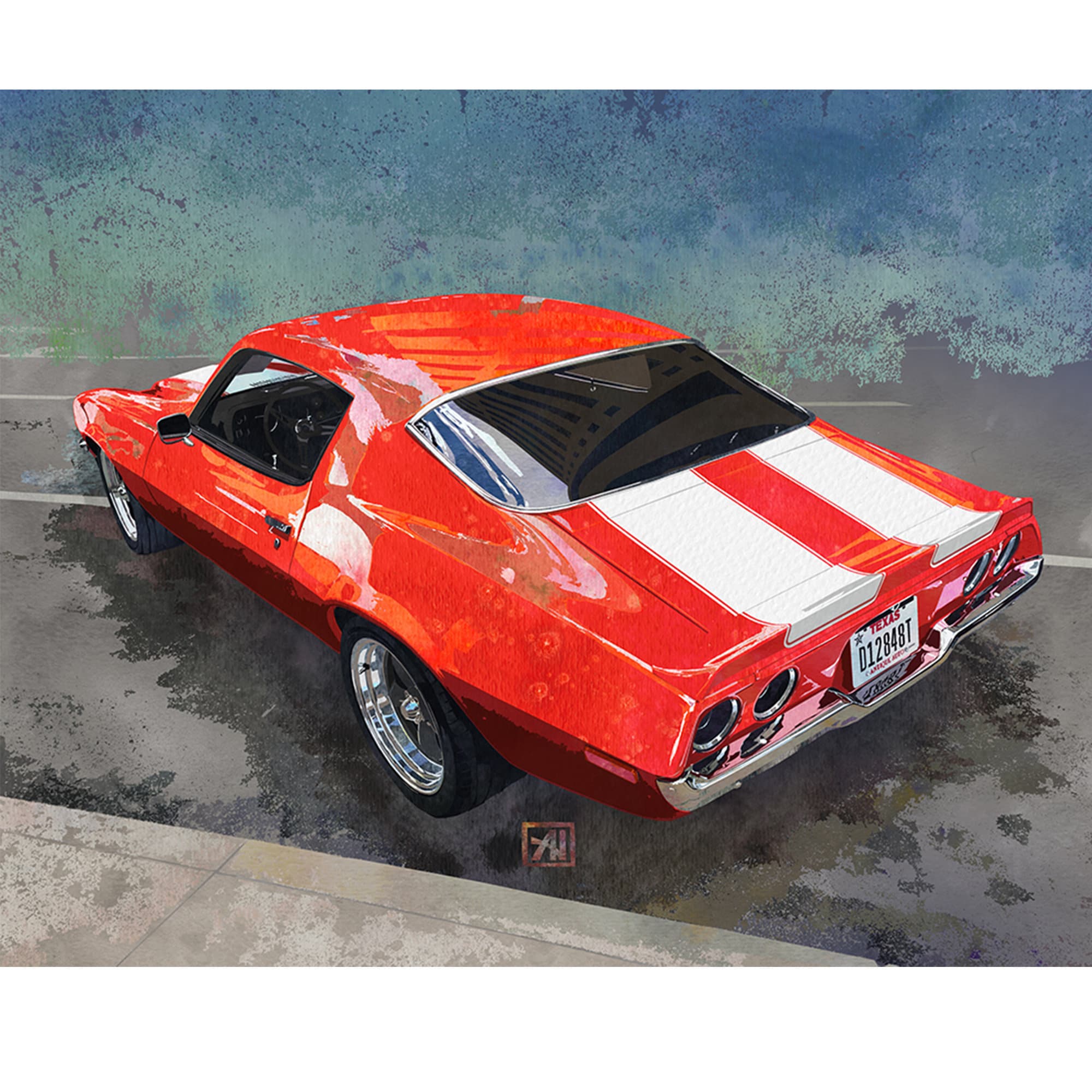 1972 Chevrolet Camaro Z28 Retro Car Art Red Camaro Wall Art Andrea Helm ...