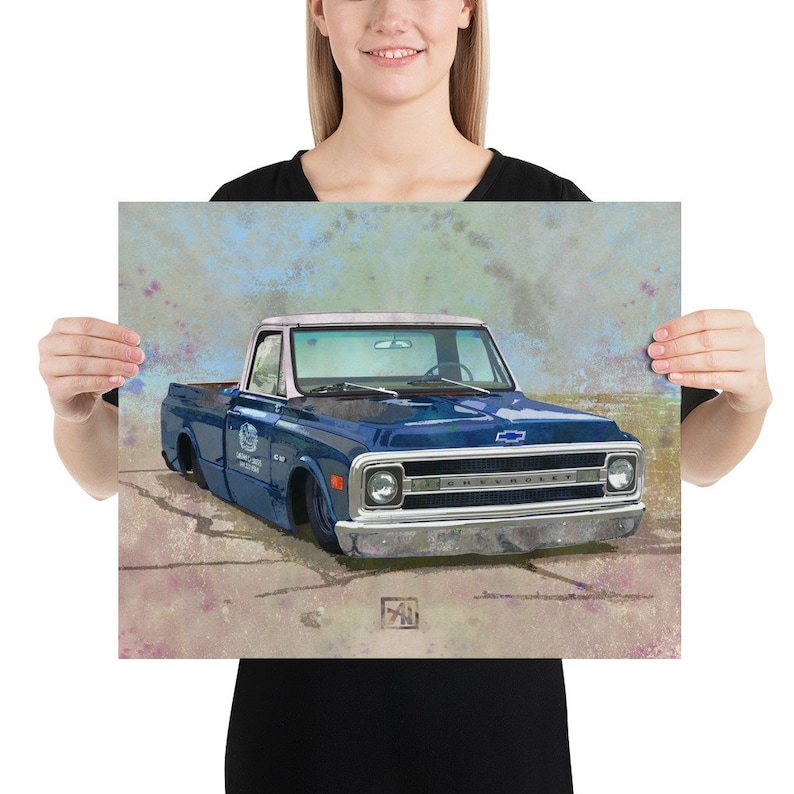 Truck Art Slammed Chevy C10 Truck - Balboa Blue | Andrea Helm Truck Art ...