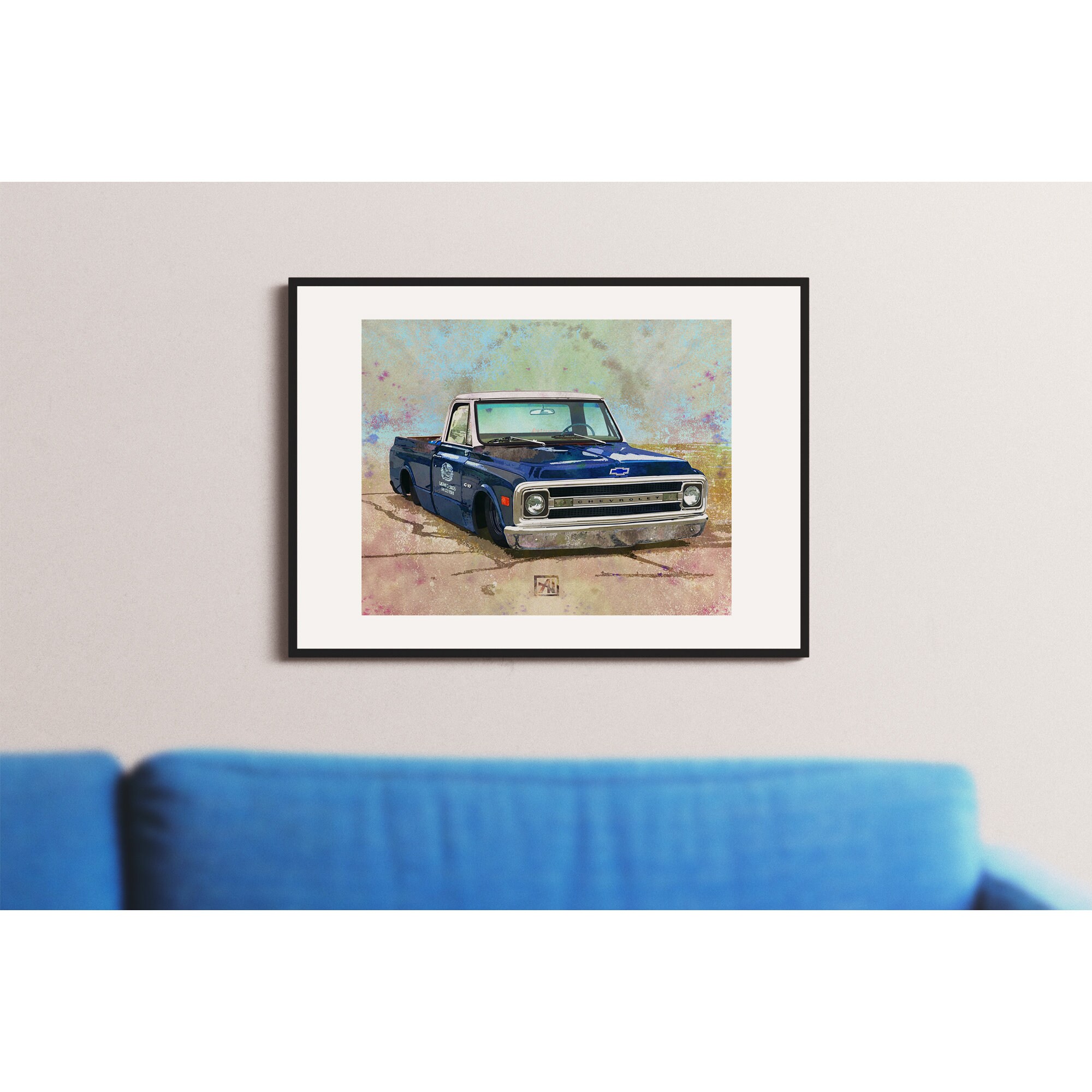 Truck Art Slammed Chevy C10 Truck Balboa Blue Andrea Helm Truck Art - Etsy