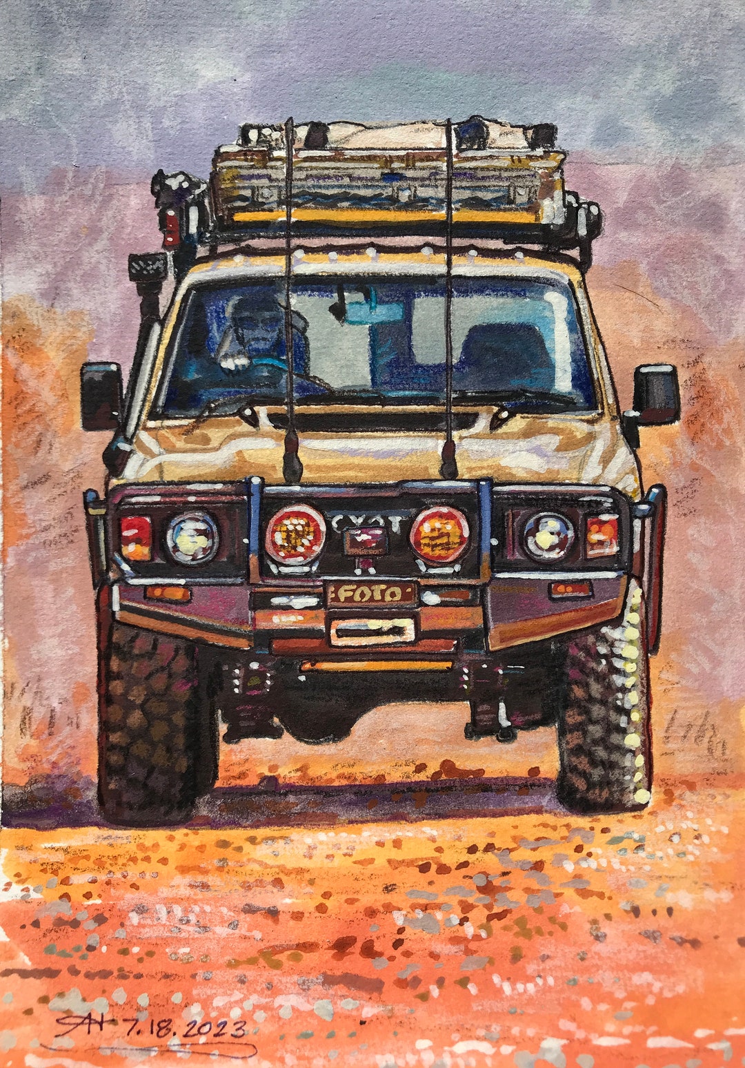 Retro Toyota Land Cruiser #4 - Original Watercolor Painting | Car Art ...