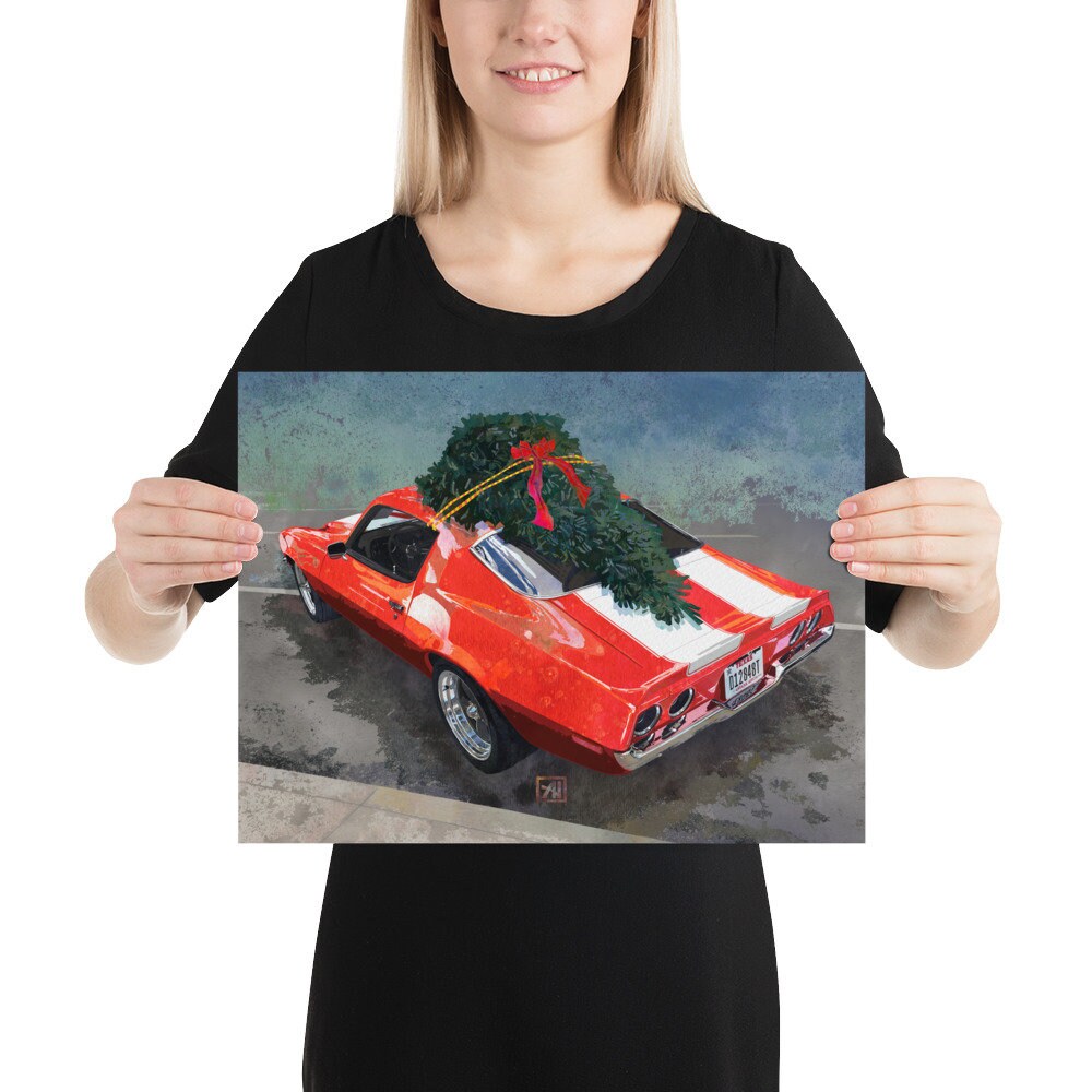 CHRISTMAS CAMARO Holiday Print | 1972 Chevrolet Camaro Z28 With ...