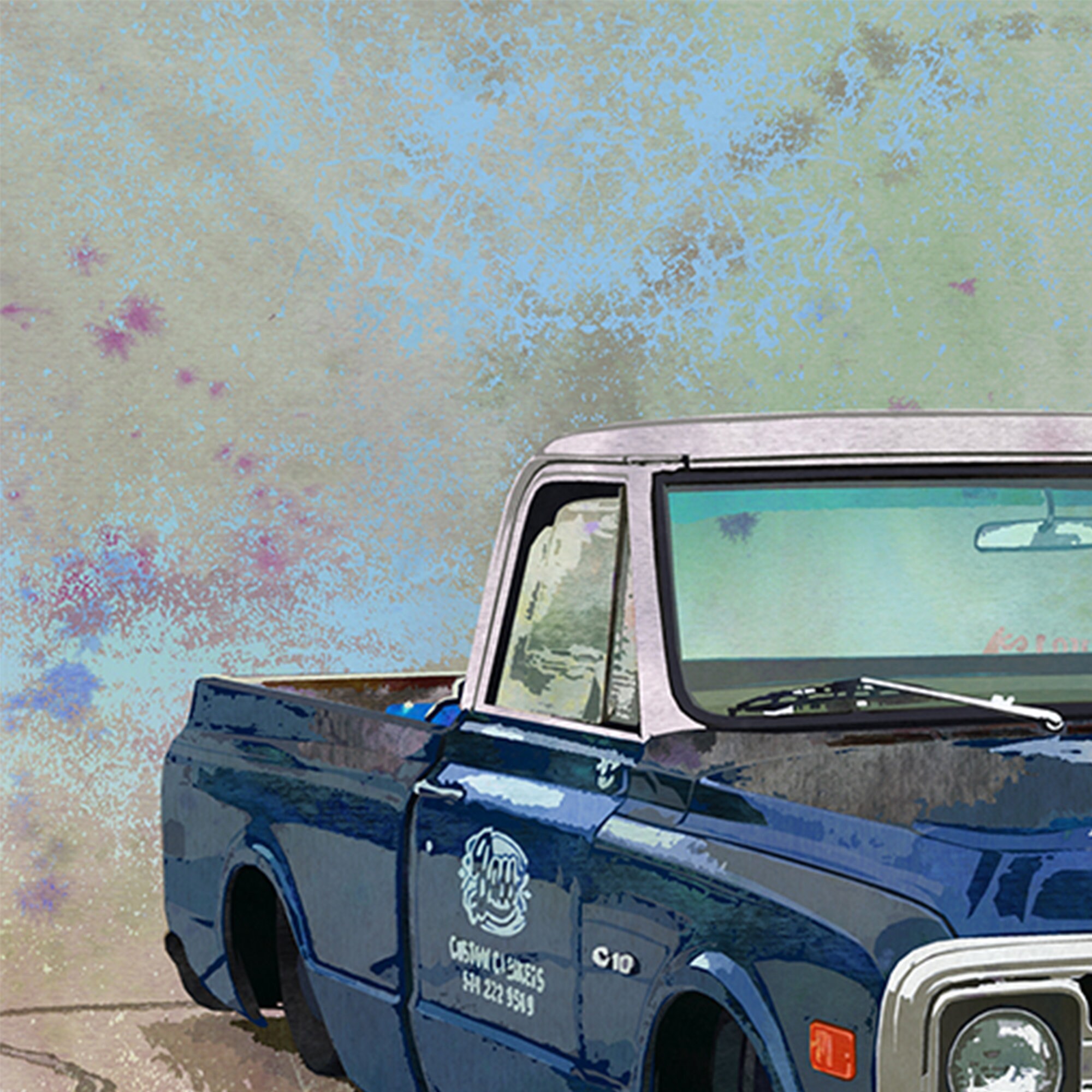 Truck Art Slammed Chevy C10 Truck Balboa Blue Andrea Helm Truck Art - Etsy