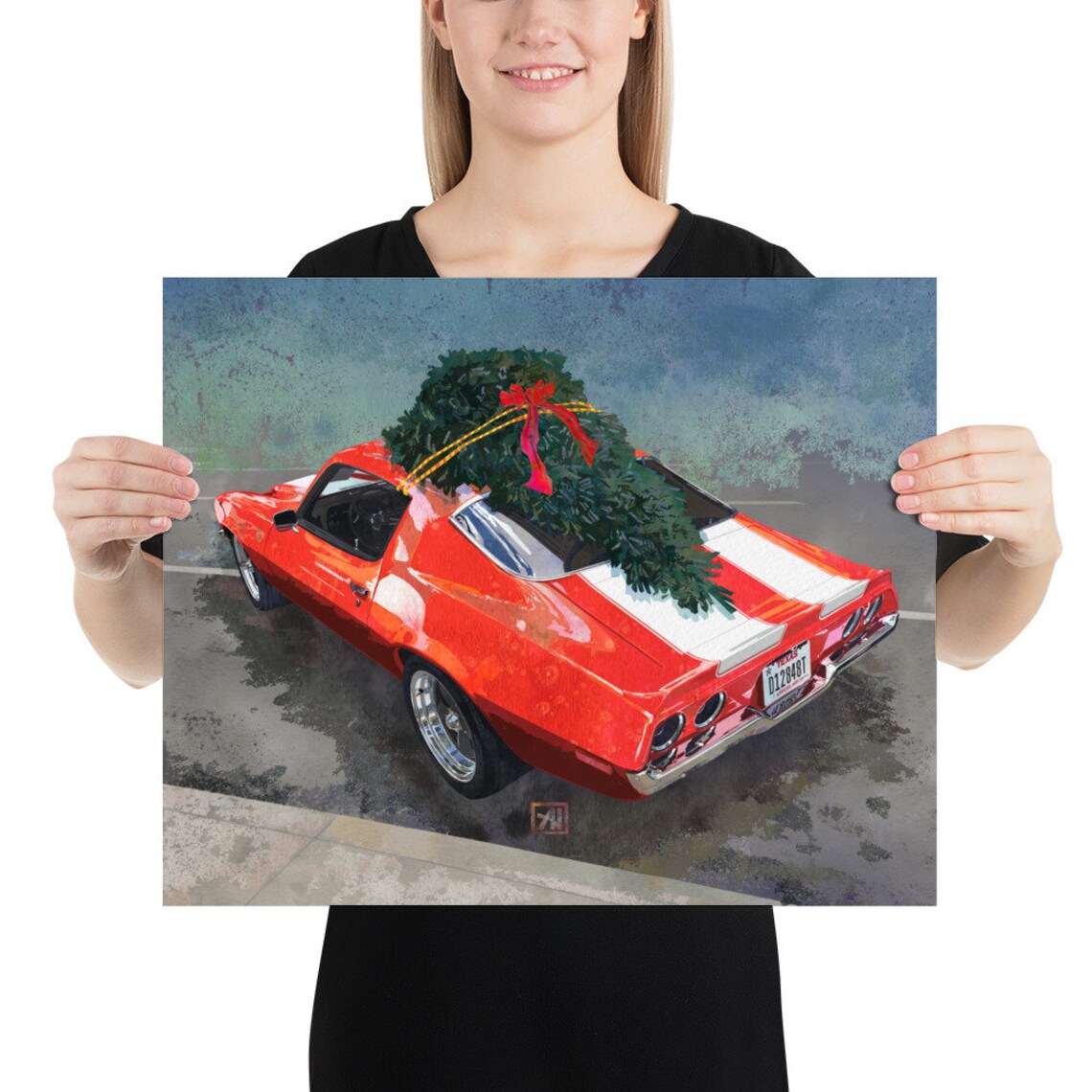 CHRISTMAS CAMARO Holiday Print | 1972 Chevrolet Camaro Z28 With ...