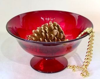 Ruby Red Footed Bowl - Etsy