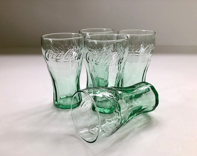Set of Five Mini Coca Cola Green Glasses/tumblers 6 Oz. Coke Glasses by ...