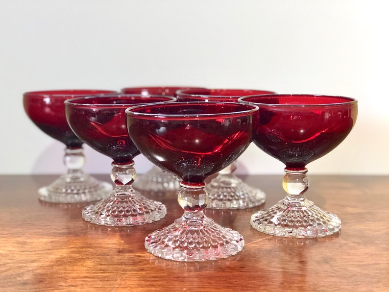 Vintage Ruby Red Boopie Bubble Glasses/goblets/cocktail by - Etsy