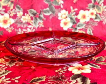 Ruby Red Glass Platter - Etsy