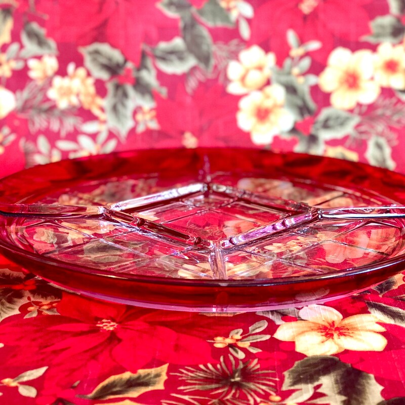 Ruby Glass Platter - Etsy