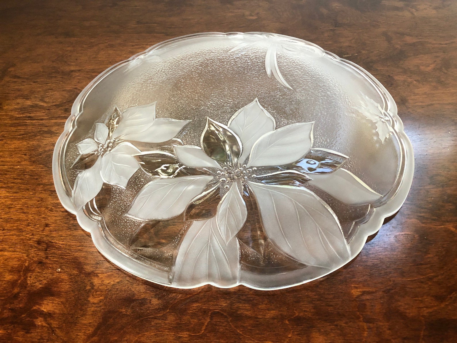 Vintage Large Round Glass Christmas Platter/serving Tray Clear - Etsy