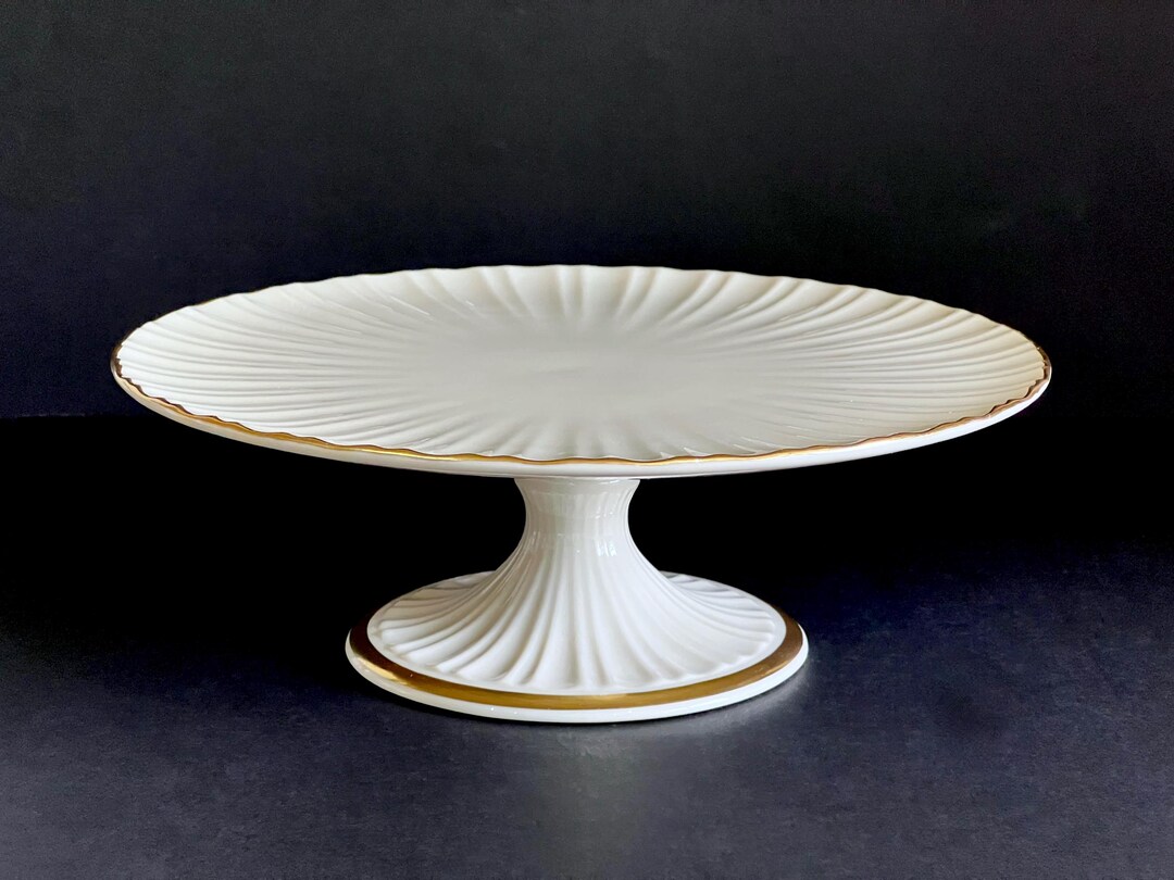Lenox " Plaza Collection" Pedestal Cake Stand Vintage 80s Ivory and ...
