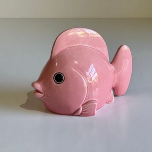 Vintage Pink Ceramic Fish Bank Child's Room Decor Nursery Baby Shower ...