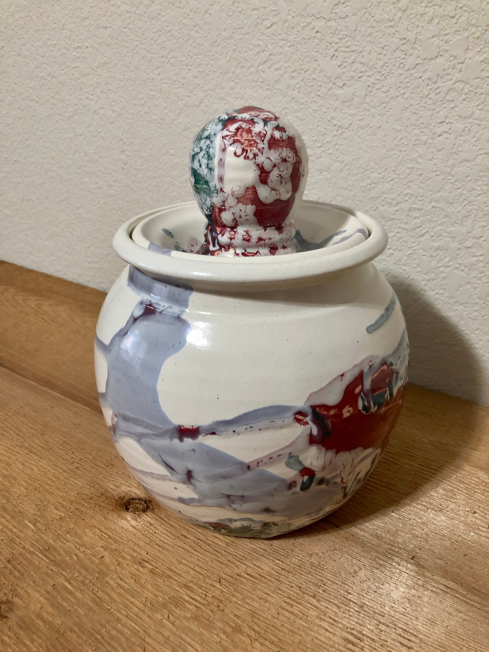 Original Pottery Art Abstract Glaze Covered Jar/canister | Etsy