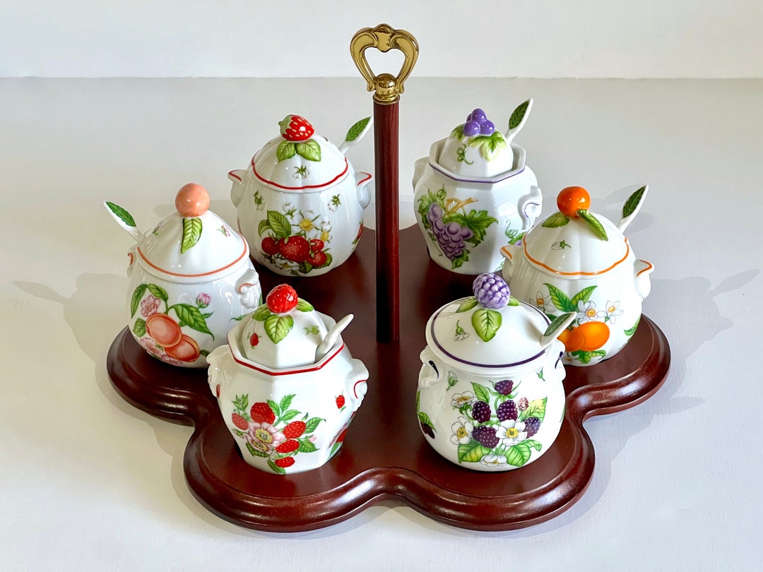 Lenox Orchard Giftware Jam/jelly Porcelain Jars/pots With - Etsy