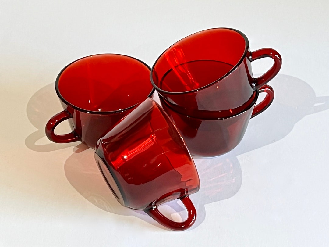 Vintage Anchor Hocking Ruby Red Coffee Cups Set of Four R1700 - Etsy