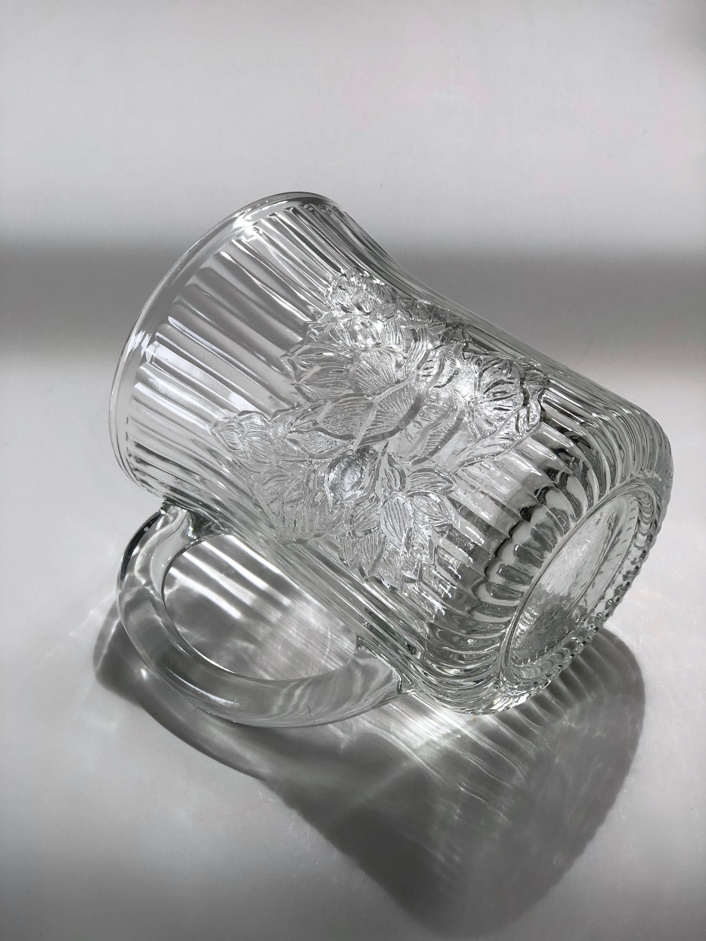 Vintage KIG Clear Glass Coffee Mugs Ridge Texture Embossed | Etsy