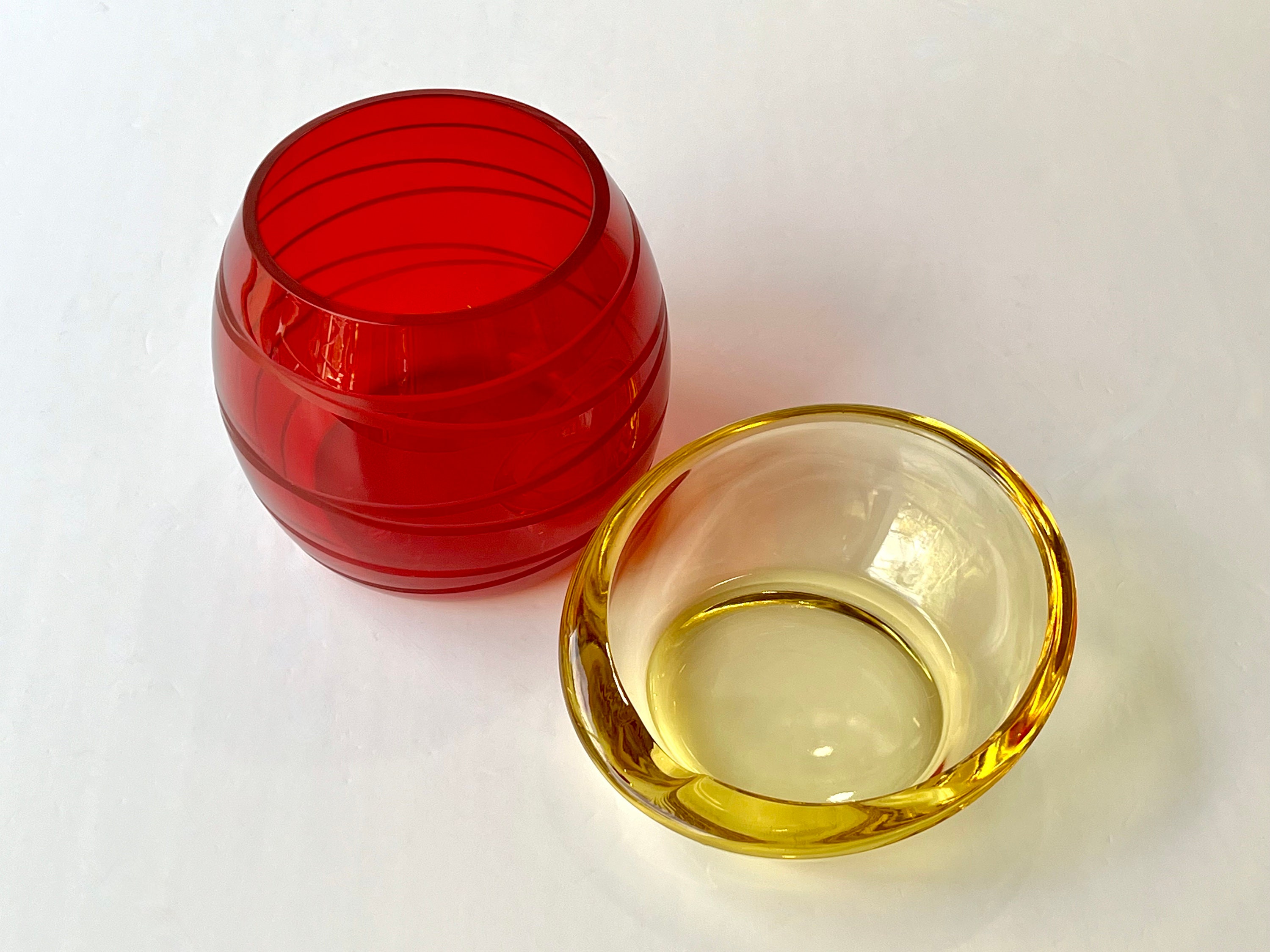 Mid Century Modern Ruby Red Cut Glass Vase W Etched Swirls - Etsy