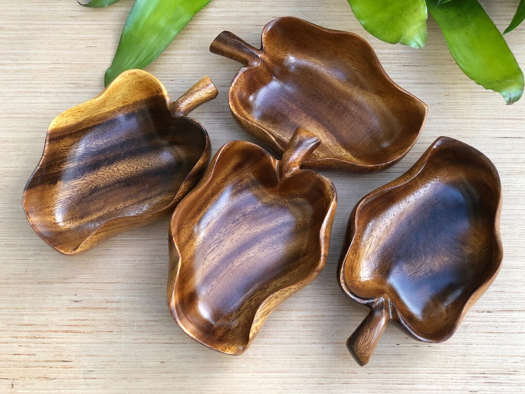 Monkey Pod Wood Leaf Bowls (set of 4), Hawaiian Tropical Decor - Etsy