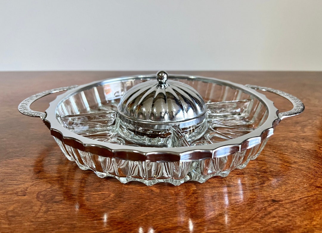 Vintage Queen Anne Silver Plated Glass Platter, England - Etsy