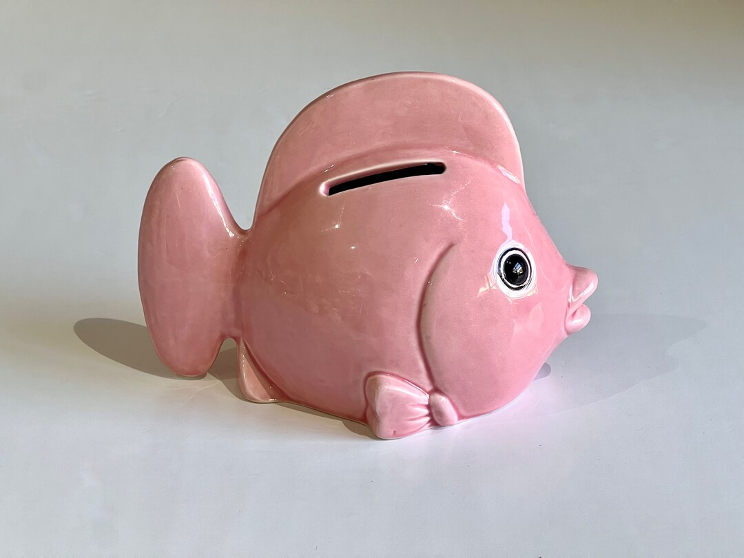 Vintage Pink Ceramic Fish Bank Child's Room Decor Nursery Baby Shower ...