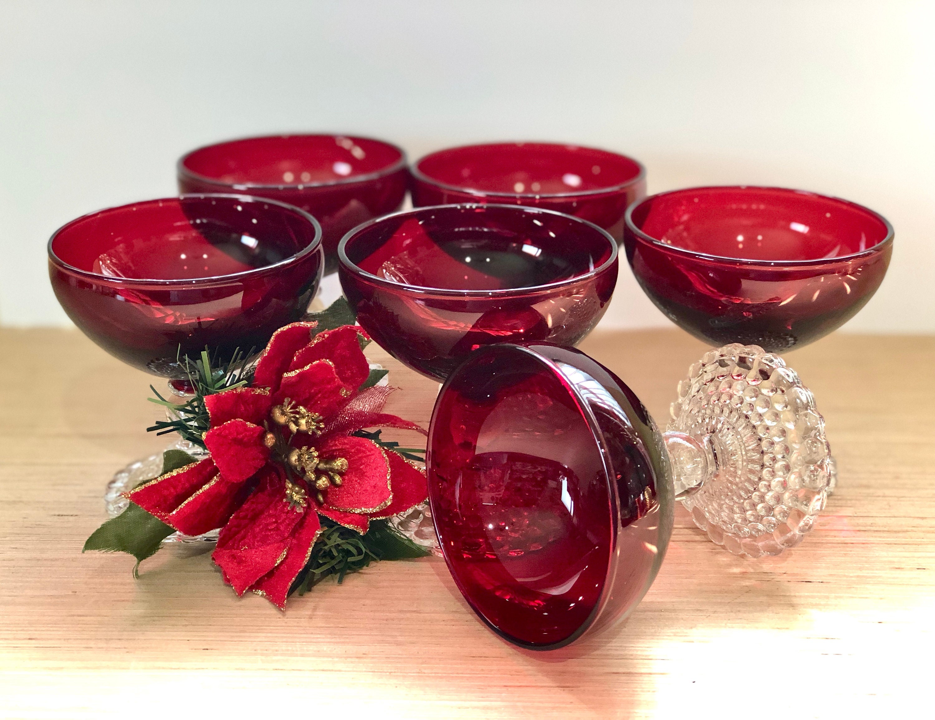 Vintage Ruby Red Boopie Bubble Glasses/goblets/cocktail by - Etsy