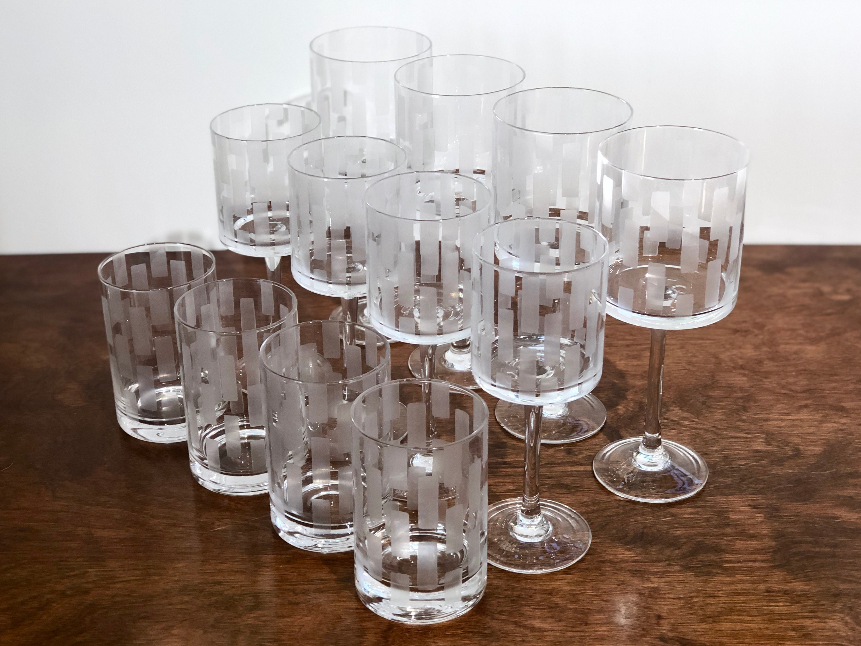 Stunning 12 Pc Set of MCM Glassware Water Goblets Wine - Etsy