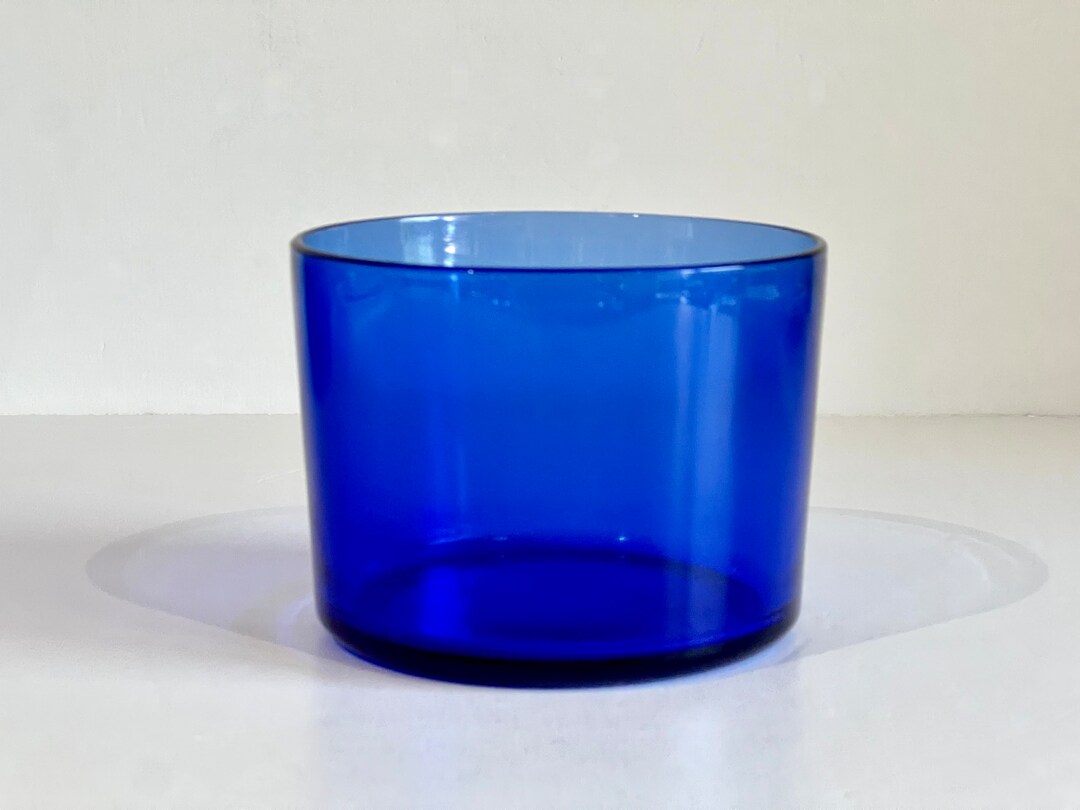 Cobalt Blue/indigo Low Cylinder Vase Blue Decor Centerpiece Bowl - Etsy