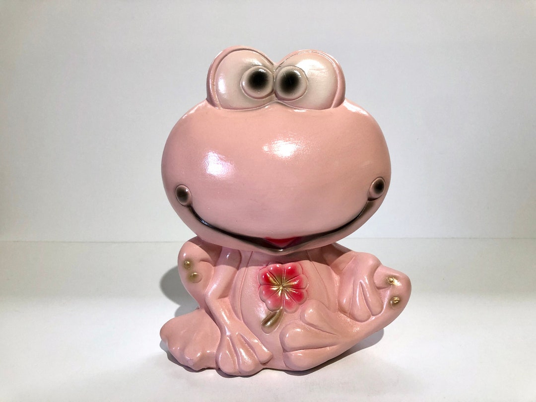 Vintage Large Pink Frog Piggy Bank Ceramic Plaster Frog Coin Bank - Etsy