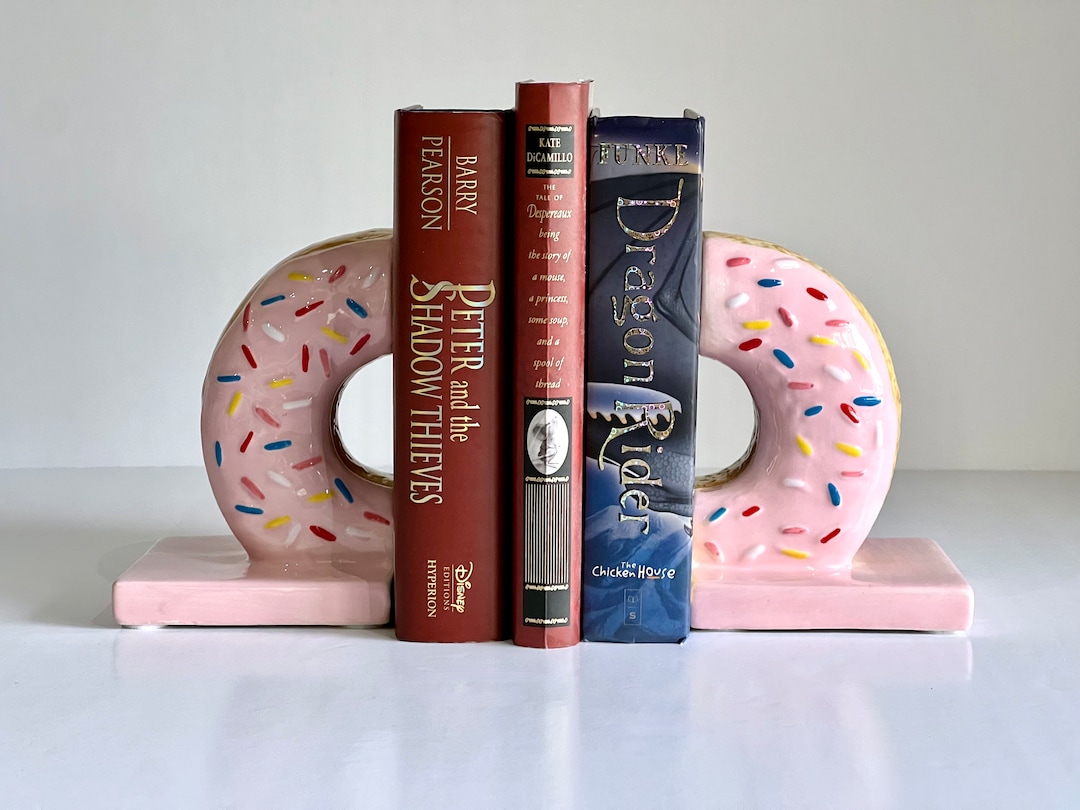 Pink Glazed Donut Bookends With Multicolored Sprinkles Ceramic - Etsy