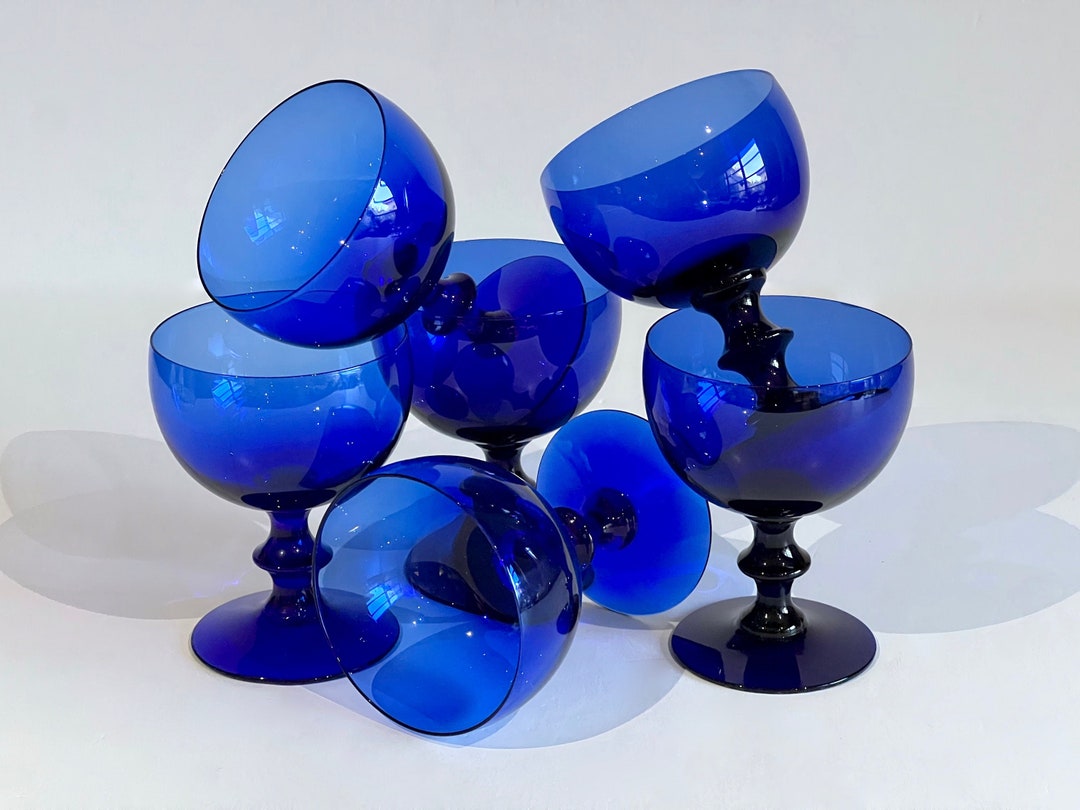 Vintage Nybro Swedish Cobalt Blue/indigo Champagne/tall Sherbet Coupes ...