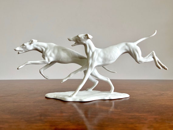 Kaiser White Bisque Porcelain Figurine of Running Dogs - Etsy