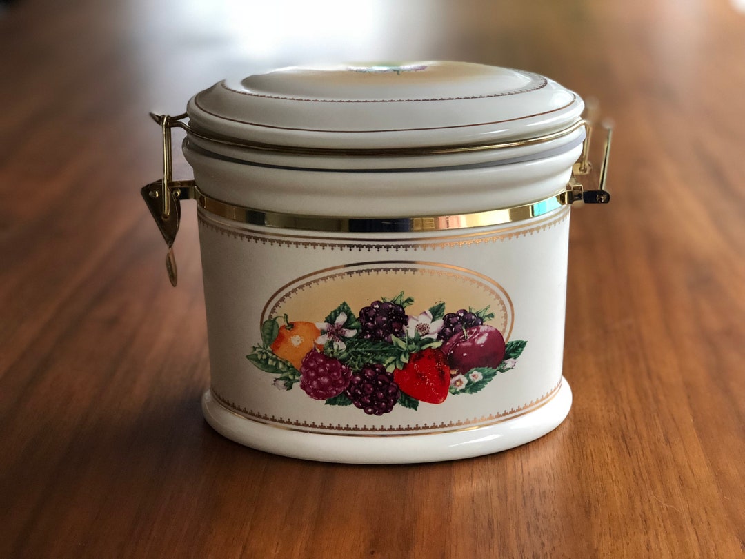 Knotts Berry Farm Ceramic Oval Canister/cookie/biscuit Jar W/gasket ...