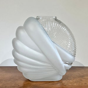 Vintage 80s Art Deco Style Art Glass Balos Vase Mouth Blown Frosted ...