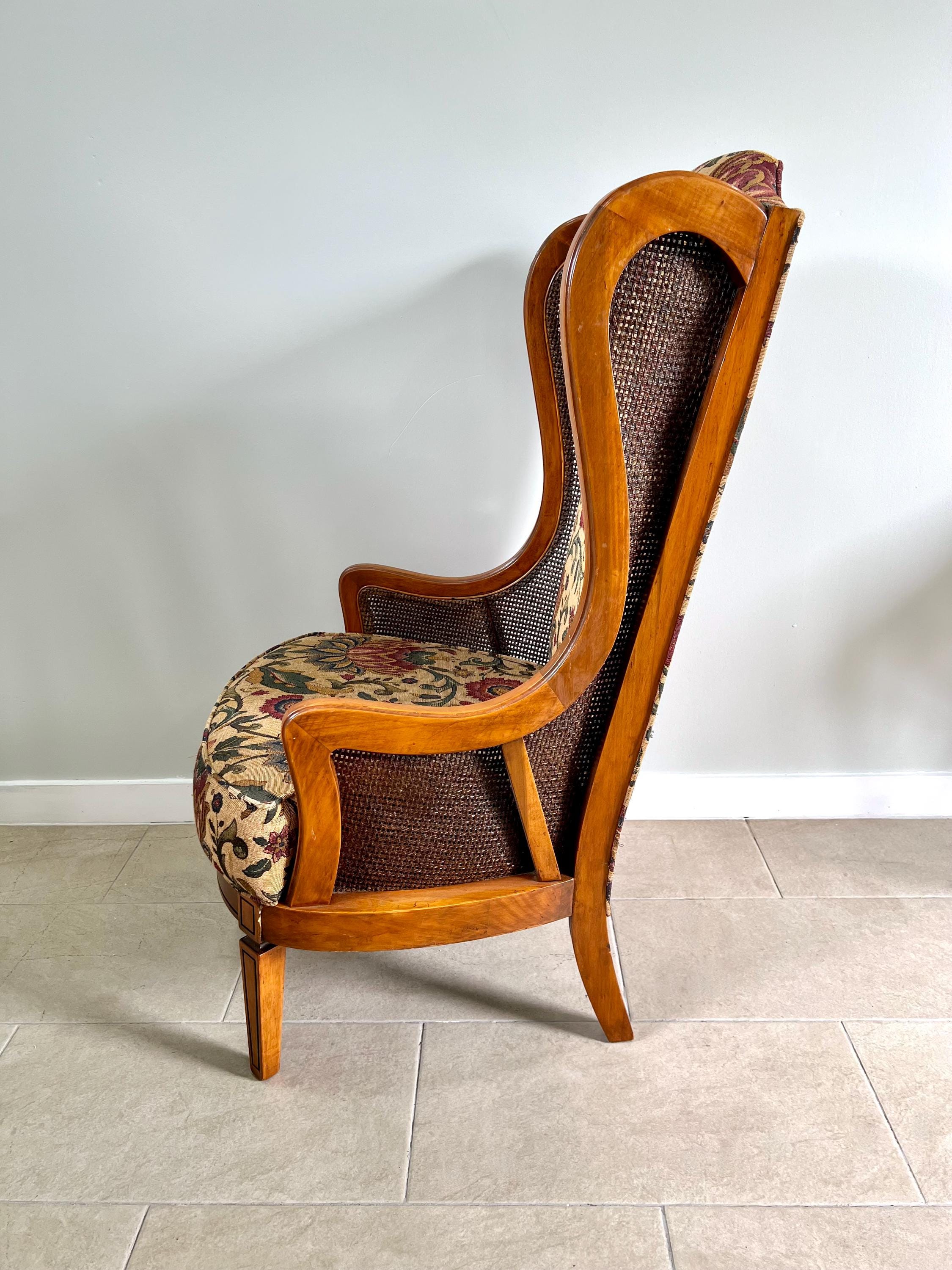 Vintage High Back Cane Wingback Arm Chair Lewittes Furniture Co. - Etsy