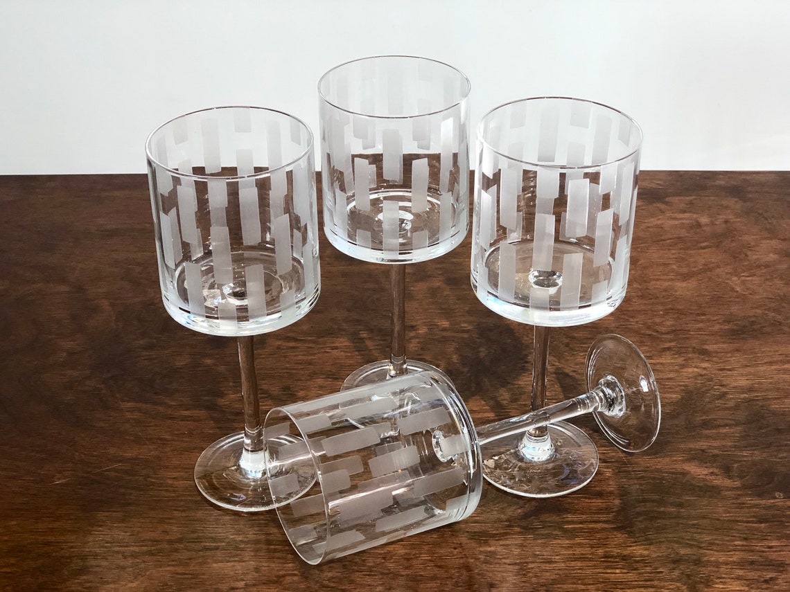 Stunning 12 Pc Set of MCM Glassware Water Goblets Wine - Etsy
