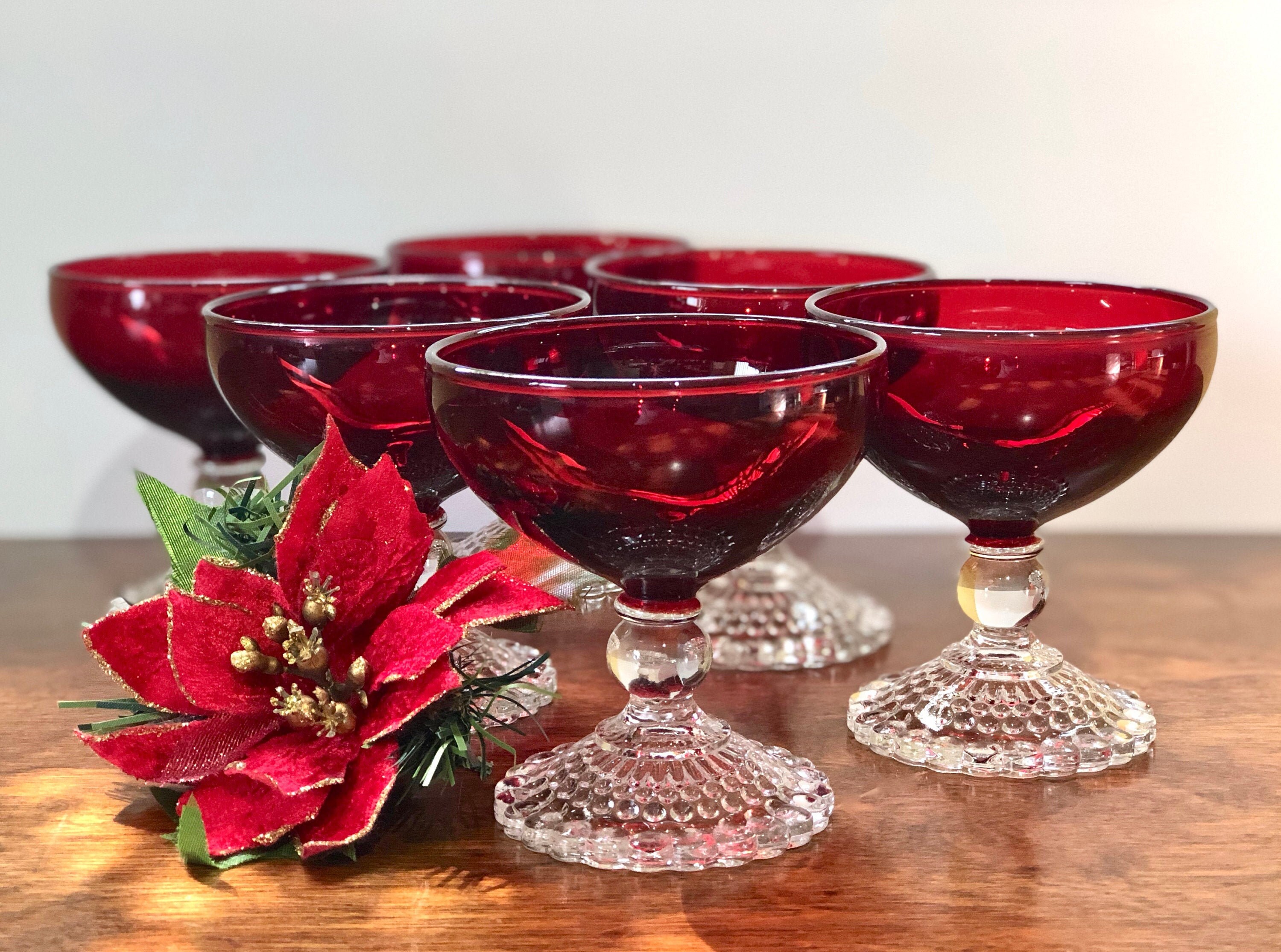 Vintage Ruby Red Boopie Bubble Glasses/goblets/cocktail by - Etsy