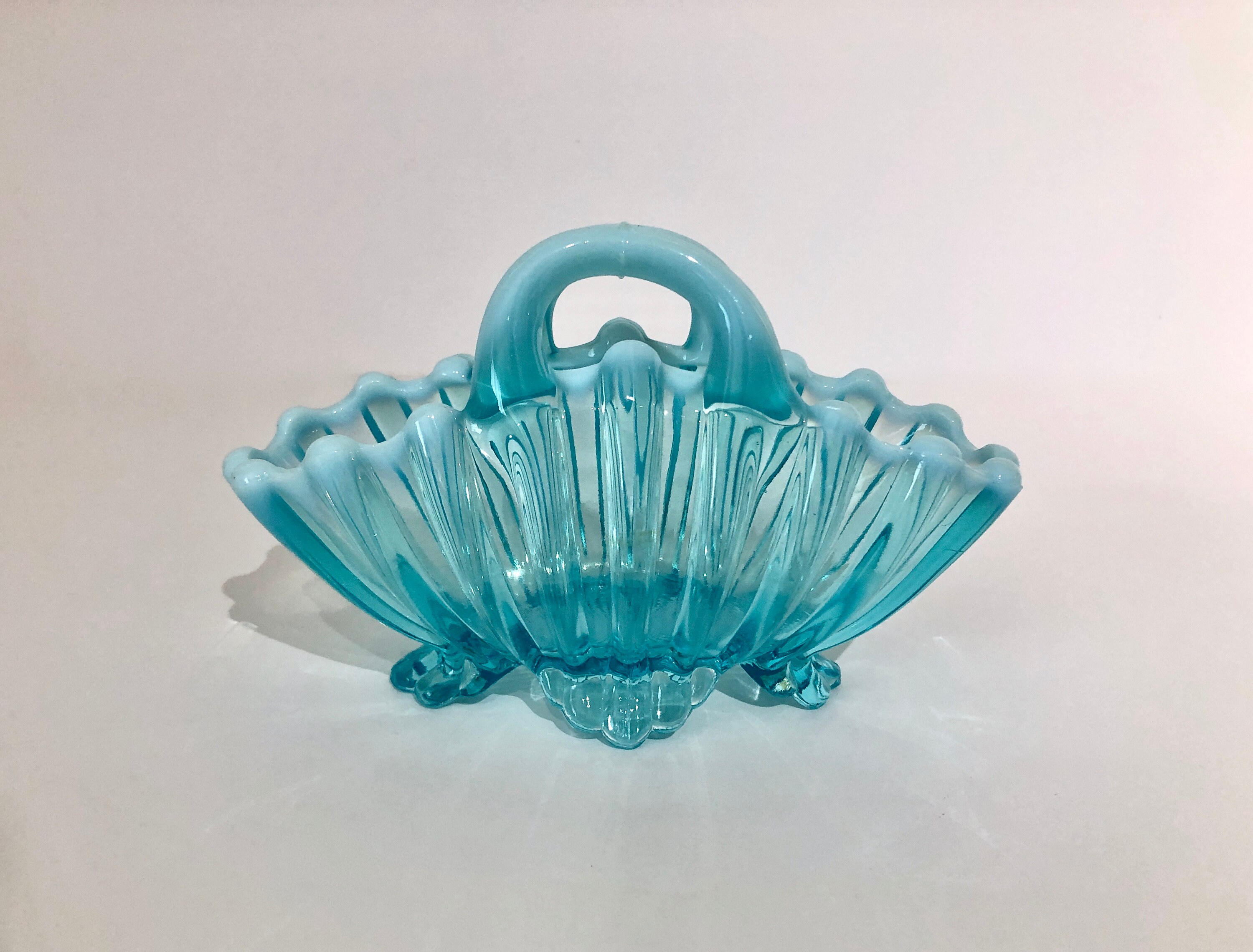 Antique Davidson Glass Pearline Blue Brideshead Pattern Folded | Etsy