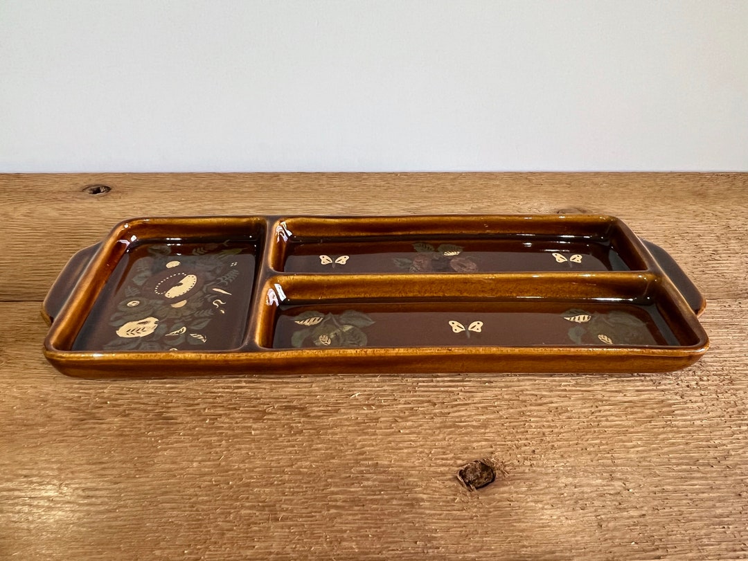 MCM Glazed Ceramic Three Section Tray by Georges Briard Rectangular ...