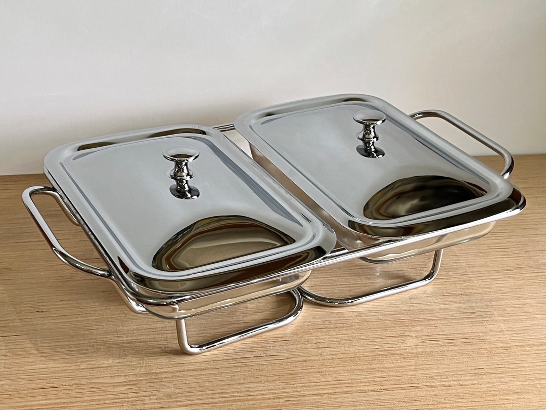 Modernist Double Food Warmer by International Silver Chrome Plated ...
