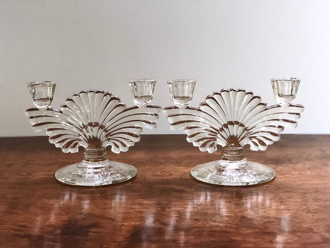 Gorgeous Pair of Art Deco Candleholders by Paden City Maya Pattern ...