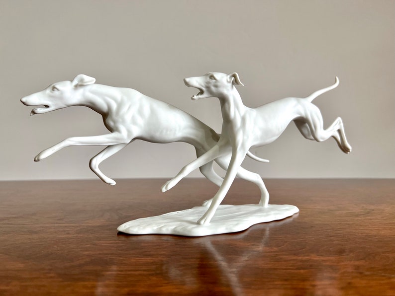 Kaiser White Bisque Porcelain Figurine of Running Dogs - Etsy