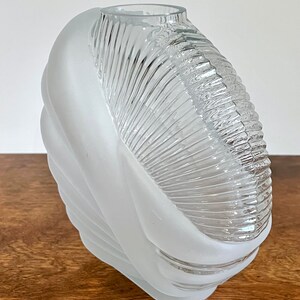 Vintage 80s Art Deco Style Art Glass Balos Vase Mouth Blown Frosted ...