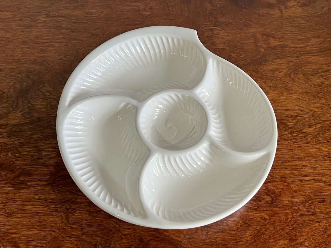 Vintage Ceramic MCM Chip and Dip Dish off White Swirl Party Serving ...
