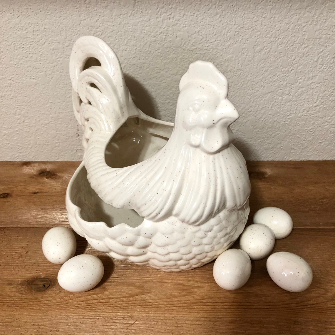 Large Arnell's Chicken/hen Planter Speckled Glazed Ceramic | Etsy